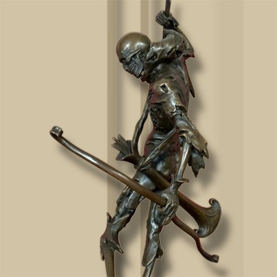 Skeleton Sculpture Bronze Statue Skull Memento Mori Gothic BOW Marble ...