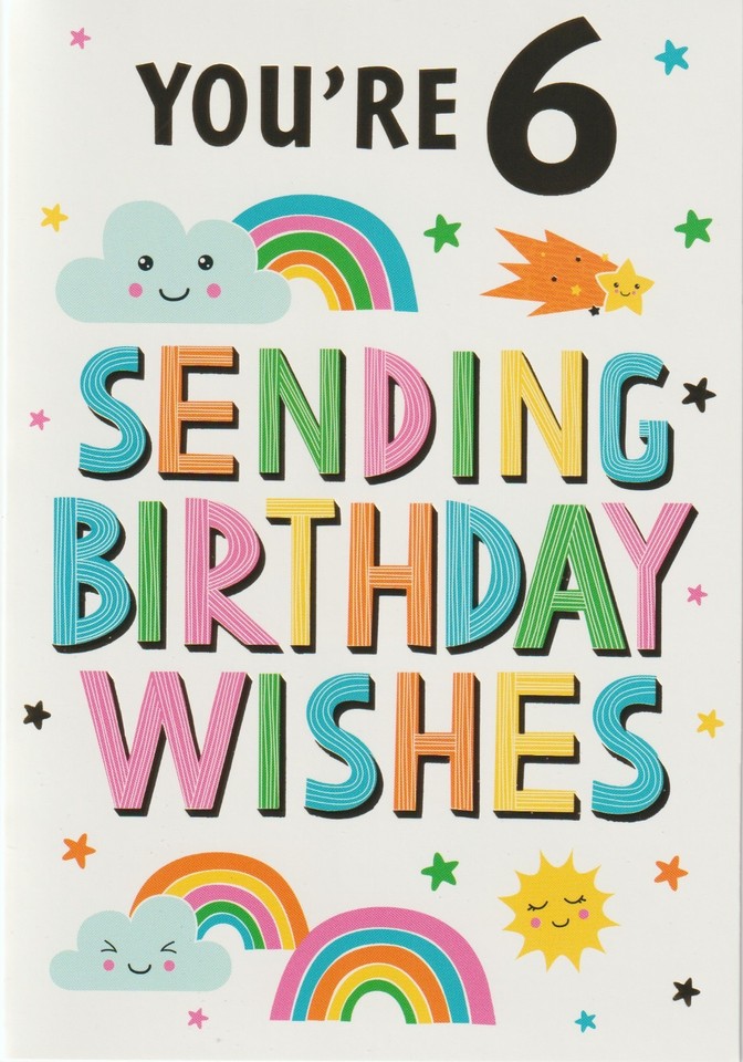 6th Birthday Card ~ Girl's 6th Birthday Card ~ You're 6 Today ~ Various ...