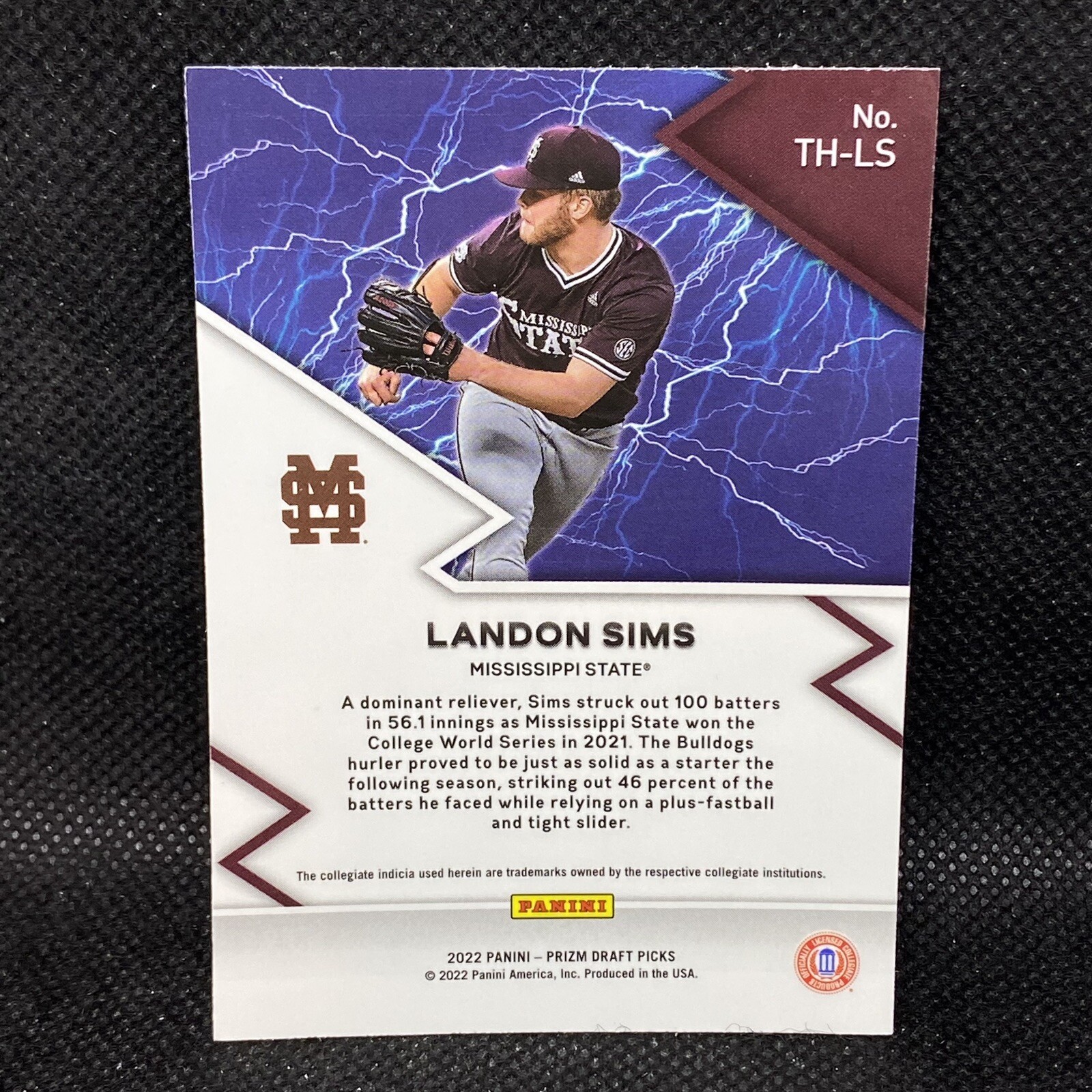 2022 Panini Prizm Landon Sims Thunder Struck Arizona Diamondbacks ...
