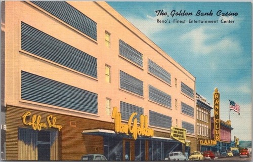 Vintage RENO, Nevada Postcard THE GOLDEN BANK CASINO Street View ...
