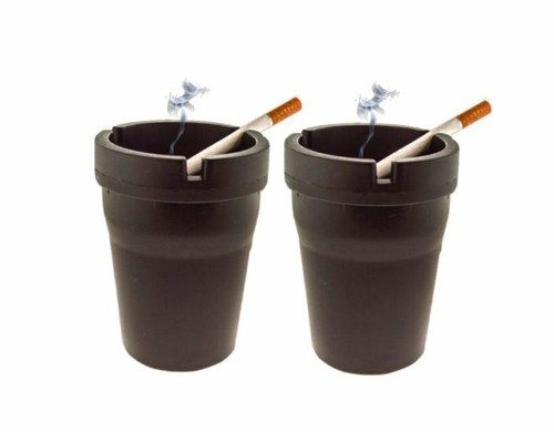 2 x Cigarette Butt Bucket Black Ashtray Smoking Outdoor Bar Plastic Car ...