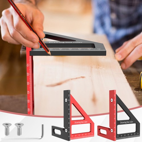 Woodworking Angle Ruler Aluminum Alloy 45/90° Miter Triangle Ruler ...