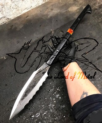 UBR CUSTOM HANDMADE HIGH CARBON STEEL HUNTING SPEAR WITH MICARTA HANDLE ...