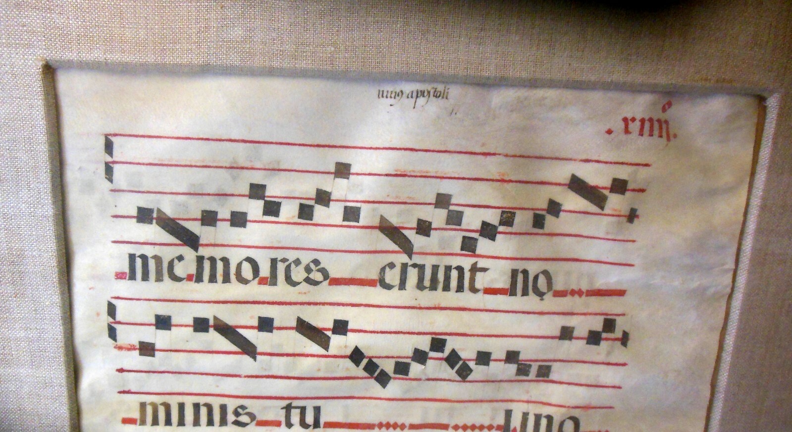 Antique ANTIPHONAL MUSIC LEAF Sheet Parchment 17th c Baroque FRAMED ART ...