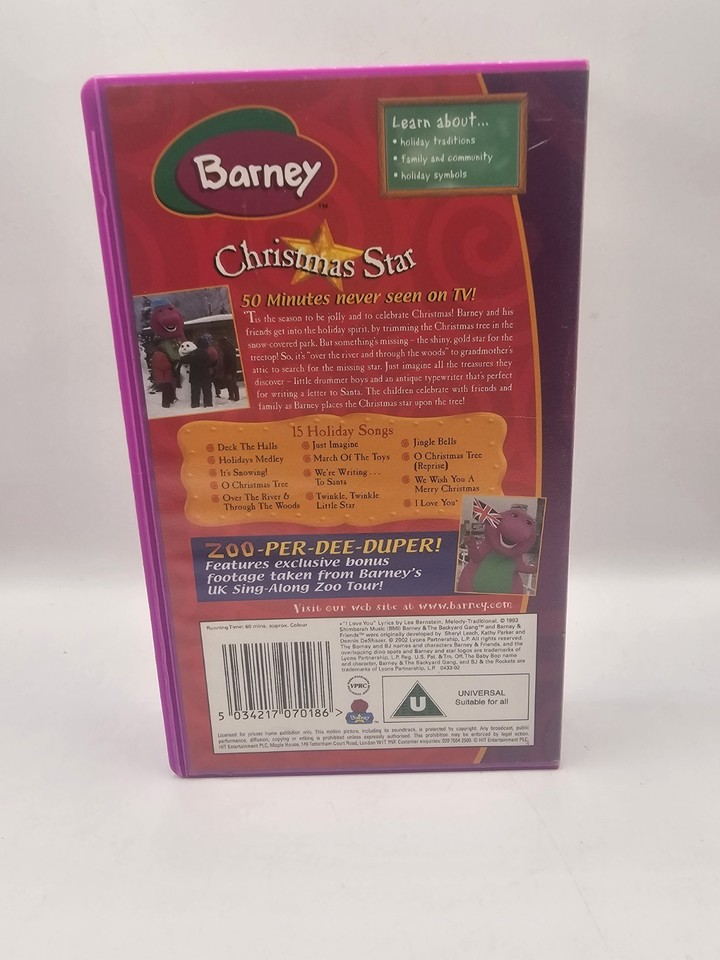 Barney Christmas Star (2002, U) VHS - UK PAL Video Tape - Children’s ...