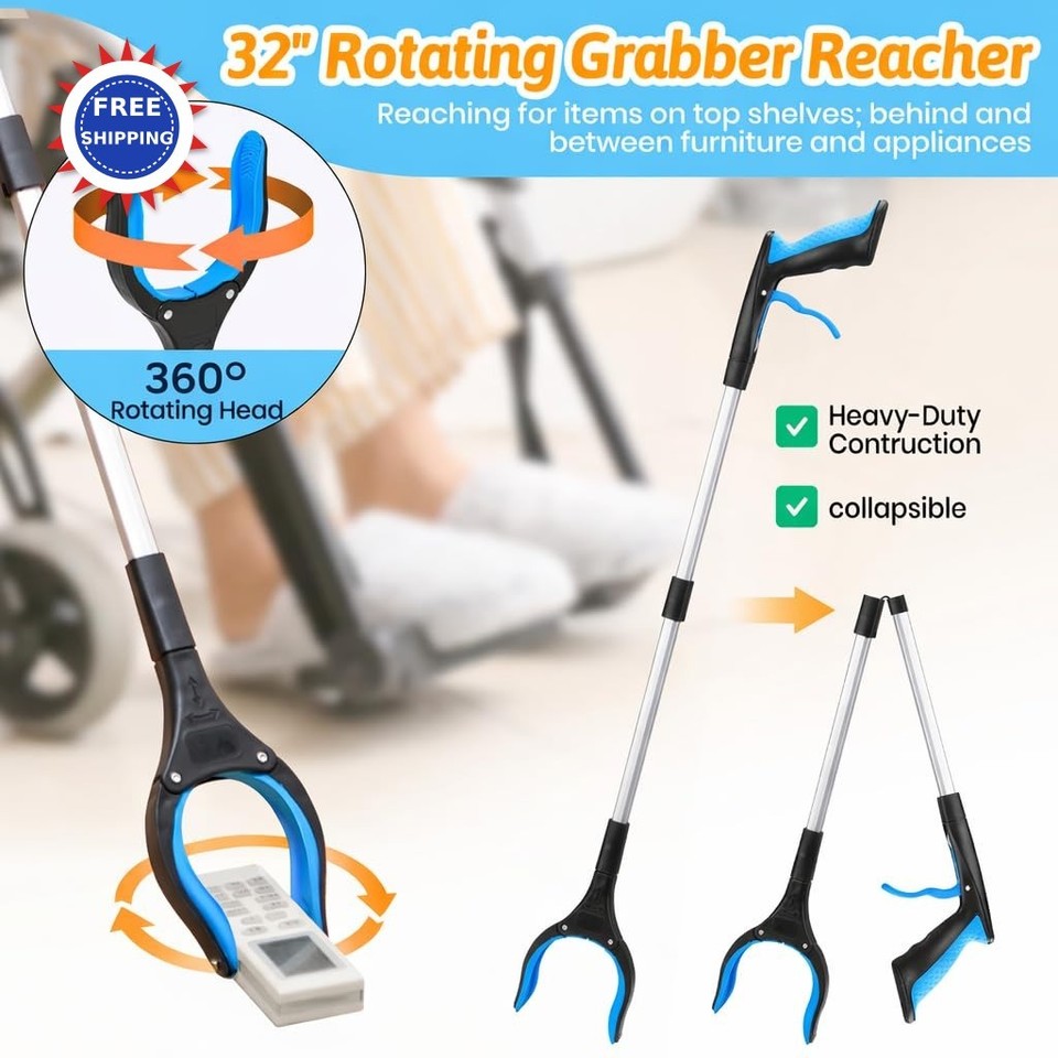 CAidRE 7PC Hip Kit Mobility Aids Reacher Grabber Shoe Horn Sock Aid Leg ...