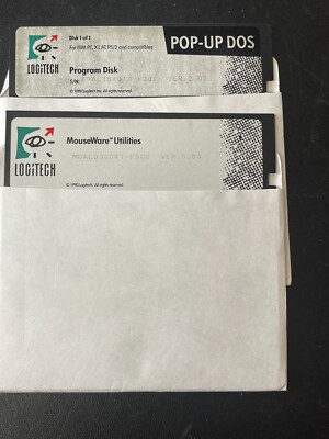 LOGITECH POP-UP DOS / MouseWare Utilities Disk 5.25 Media | eBay