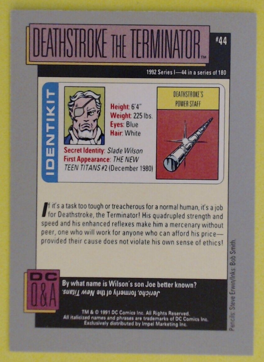 1992 Impel DC Cosmic Comic Cards #44 Deathstroke the Terminator | eBay