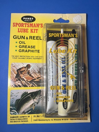 Vintage Panef Quality Gun & Fishing Reel Sportsmans Lube Kit Oil Grease ...