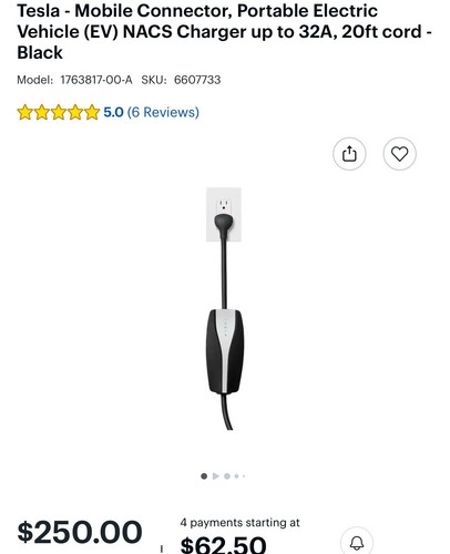 Tesla - Mobile Connector, Portable Electric Vehicle (EV) | eBay