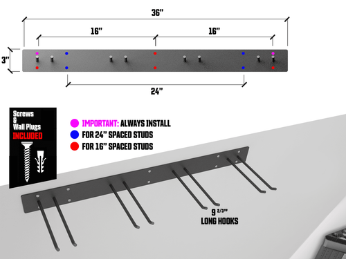 Solid Metal 36" Wall Mount Shelf Hook Rack 380 lbs Capacity Black | eBay