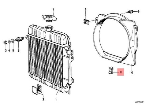Genuine BMW 114 CMSP E21 E28 Engine Cooling Fan Shroud Clip OEM ...