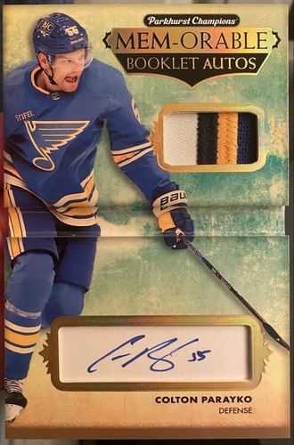 22 Parkhurst Champions Colton Parayko Memorable Booklet Patch Auto 8 / ...