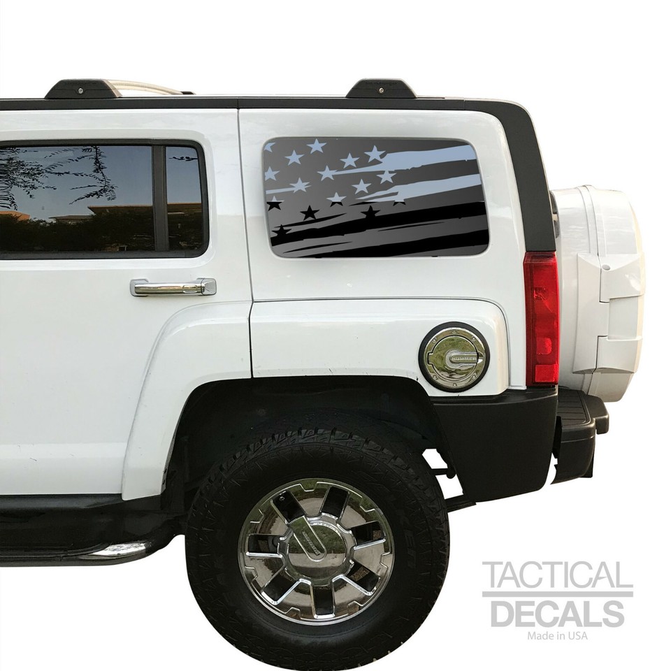 Distressed American USA Flag Decal - Fits Hummer H3 2006-2010 Window V2 ...