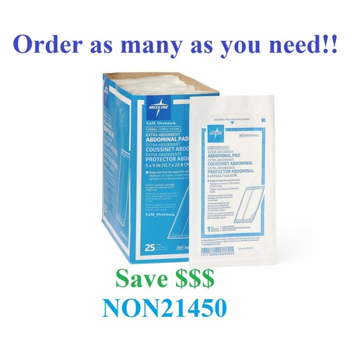 NEW Medline NON21450 Abdominal ABD Sterile Pads 5"x9" - Value packs! | eBay