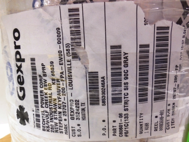 OMNI CABLE, C80601-06 #6 / 1C (133STR) TC SIS 90C GRAY, 100'REEL, NEW ...