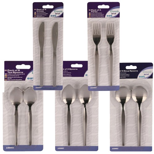 Sunnex Cook & Eat Polished Cutlery Sets - Forks Spoons, Dessert Soup ...