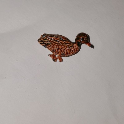 GERRY'S Duck Pin Brooch Small Signed Enamel Vintage Painted Brown/Green ...