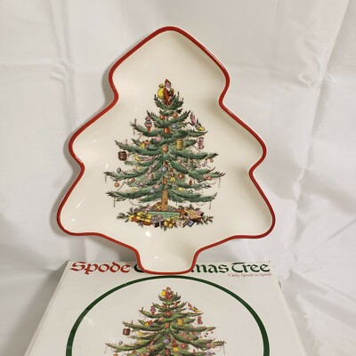 Spode Christmas Tree Red Band Tree Shaped Small Dish With Original Box ...