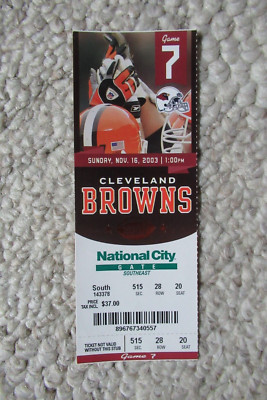 BROWNS VS CARDINALS 11/16/2003 FULL TICKET~ KELLY HOLCOMB (392 PASS ...