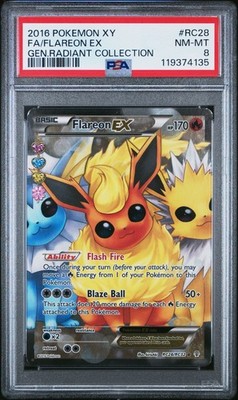 PSA 8 Pokemon NM-MT Flareon EX XY Generations Radiant 2016 Holo RC28 ...