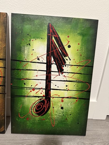 24" x 16” Abstract Music Note Canvas Painting 3 - Piece | eBay