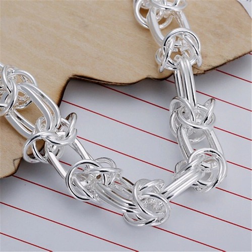 925 Sterling Silver Vintage Stylish Thick Chain Bracelet Elegant Unique ...