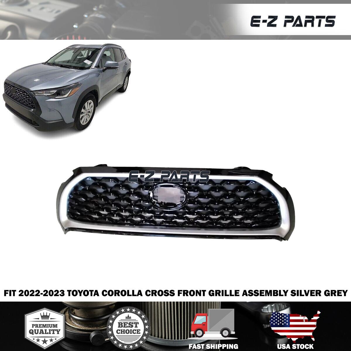 Fit 2022-2023 Toyota Corolla Cross Front Grille Assembly Silver Grey | eBay