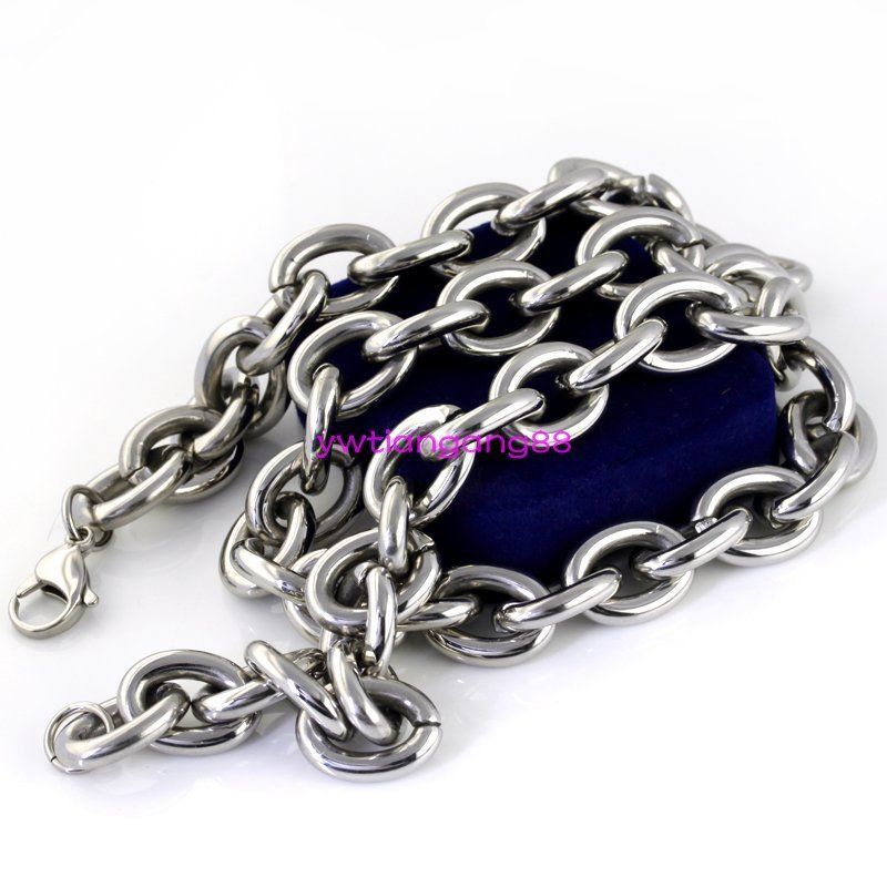7"-40" Heavy 9/11/13/15mm Mens Stainless Steel Silver Big O Link Chain ...