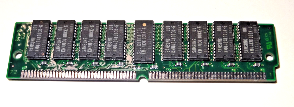 Samsung KMM5368103CK-6 32MB 72-Pin SIMM FPM (FastPage) Parity DRAM ...