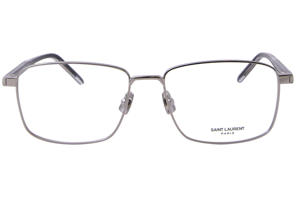 Saint Laurent SL-666 004 Eyeglasses Silver/Crystal Full Rim Rectangle ...