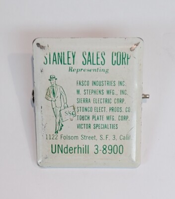 Vintage Advertising Hanging Clip. Stanley Sales Corp, Folsom St. San ...