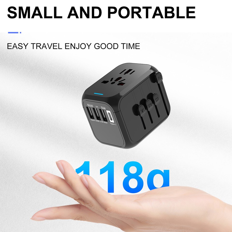 International Universal Travel Adapter 3 USB &Type-C Outlet Converter ...