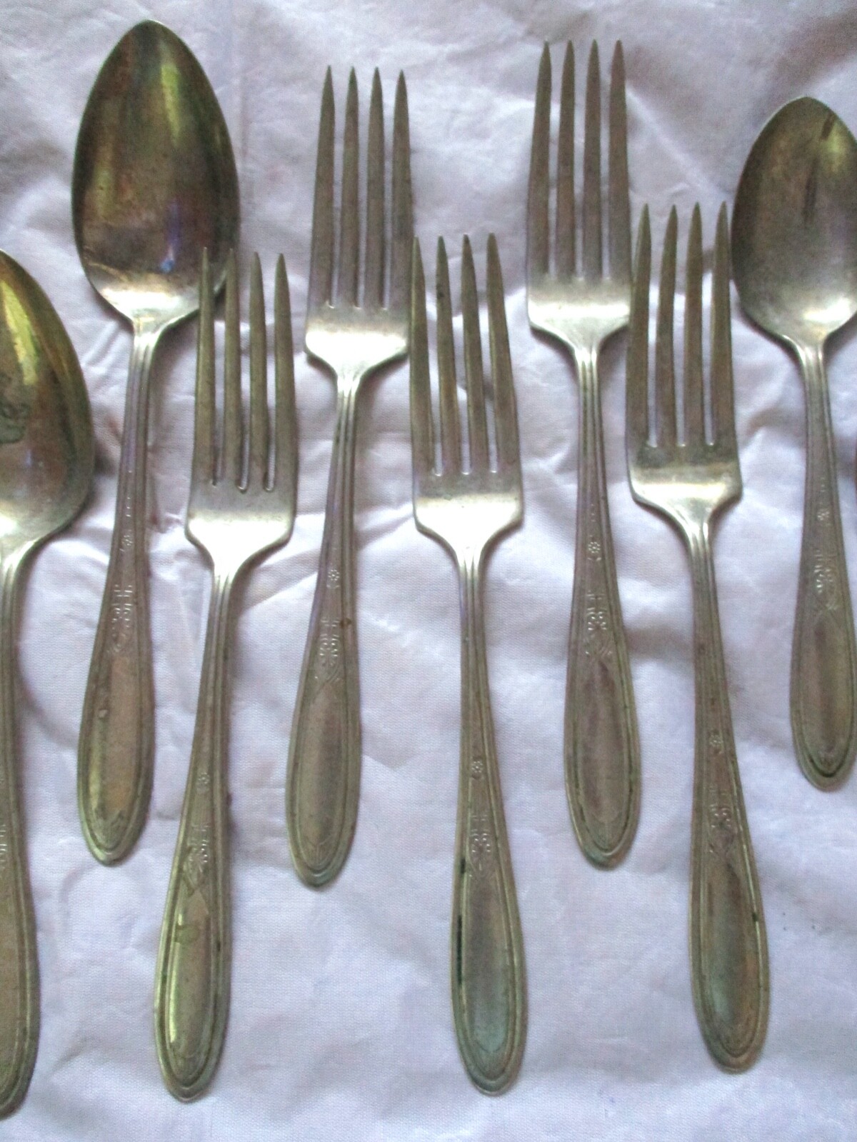 Lot 15 Pcs Flatware Vintage Simeon L & George H Rogers Co Nickel Silver ...