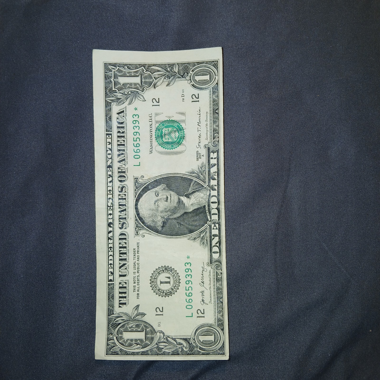 2017 A 1 dollar bill with star note error off center | eBay