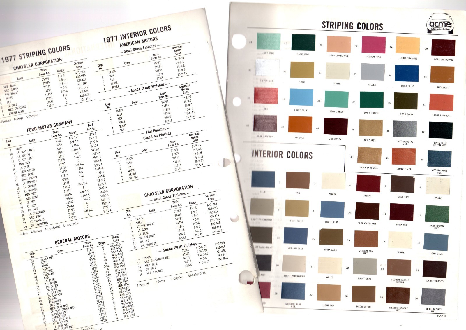 1977 CHRYSLER / AMC INTERIOR Paint Chart Sample Color Chip's | eBay