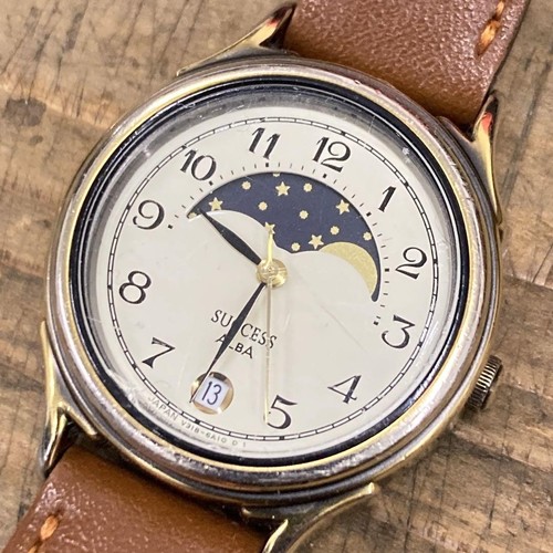 Seiko Alba Success Moonphase Watch Stainless Steel 27mm Quartz Used | eBay