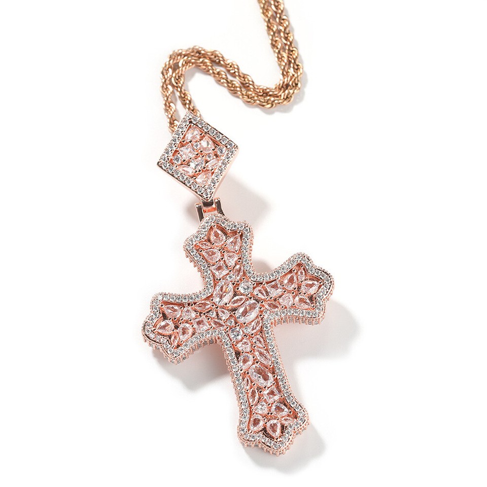 Hip Hop Cross Pendant Necklace Colorful 5A Zircons Women Mens Religious ...
