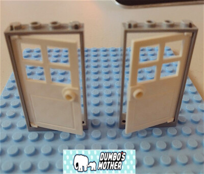 LEGO Doors & Frames 1x4x6 & 4 Pane Door House Home Light Bluish Gray ...