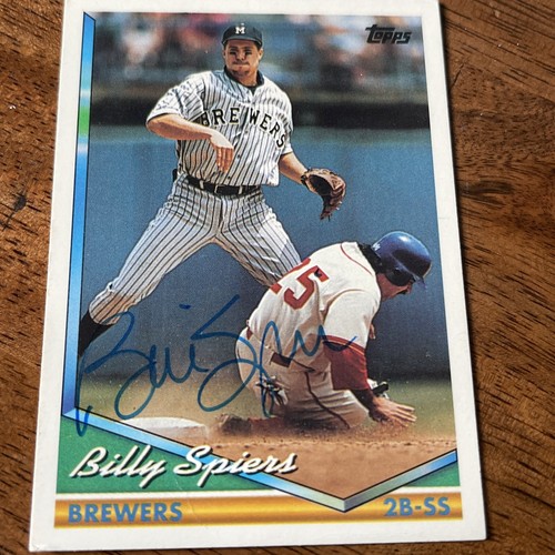 Bill Spiers Autographed 1994 Topps Baseball Card #73 Milwaukee Brewers ...