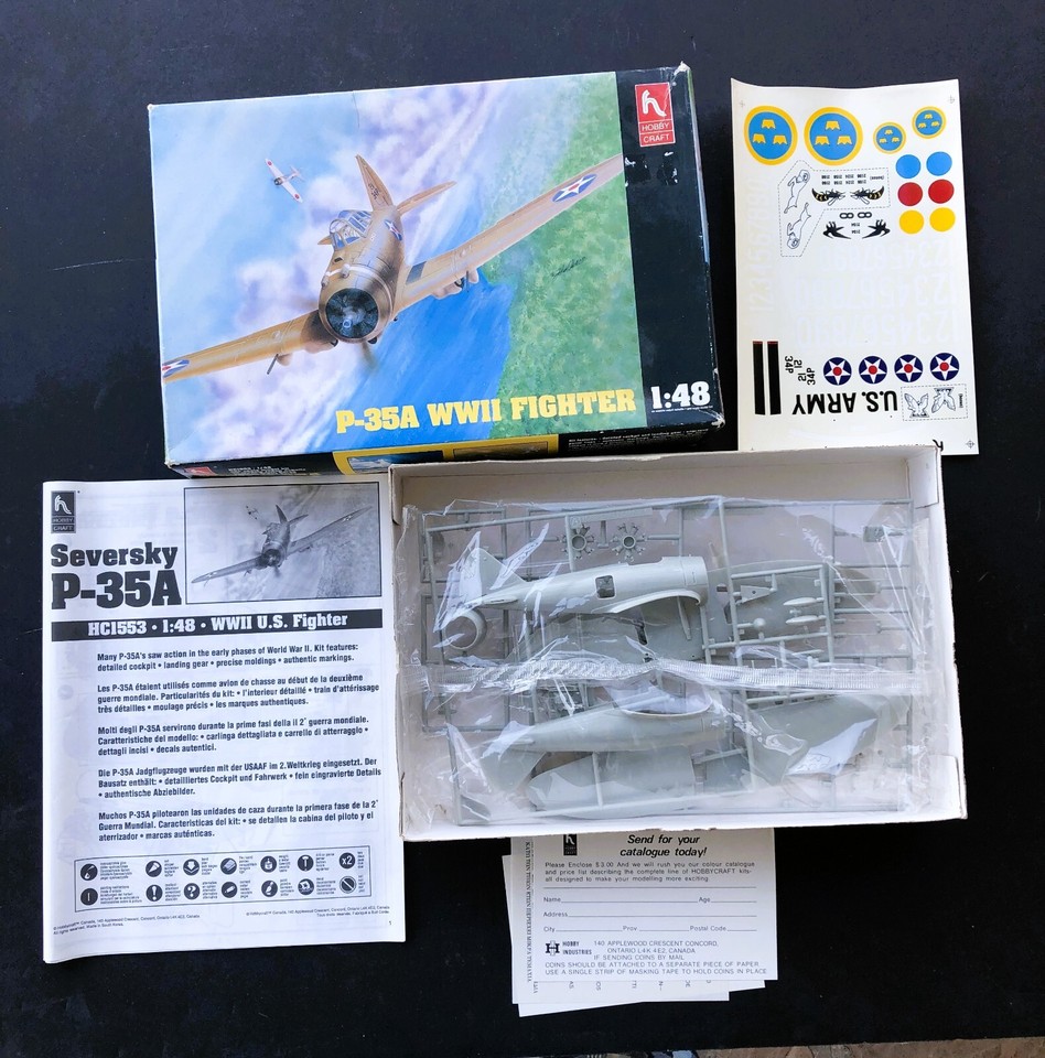HOBBY CRAFT 1:48 P-32A WWII FIGHTER #1553 MODEL AIRPLANE KIT COMPLETE ...