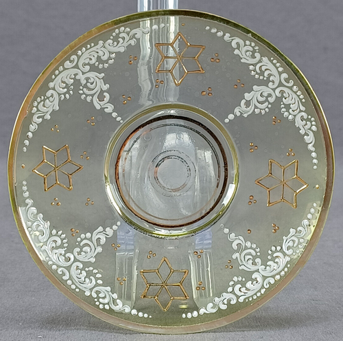 Bohemian Moser Type White Enamel Scrollwork & Gold 4 1/8 Inch Saucer | eBay