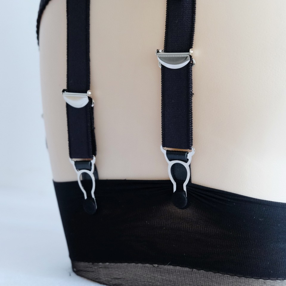 Luxallacki Sheer Mesh Cloth Splicing 6 Straps Garter Belt Shaping ...