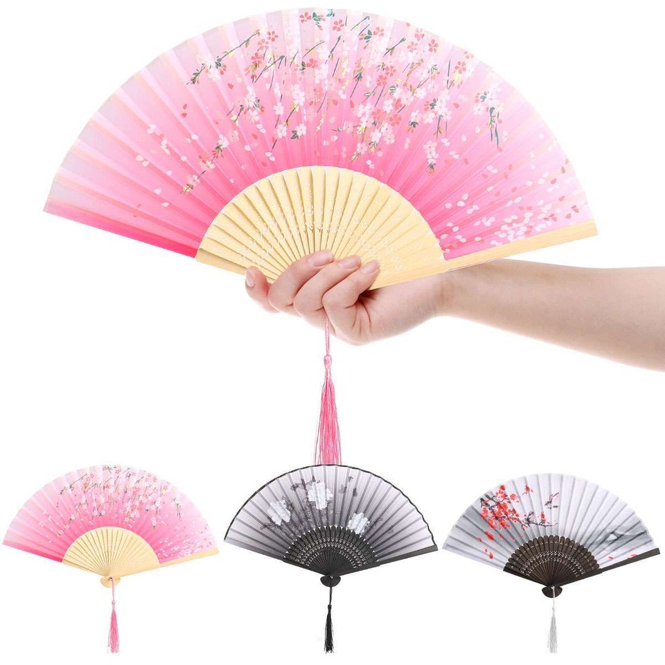 Folding Fan Hand Held Silk Bamboo Fan Dance Fans Wedding Party Fan ...