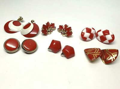 Lot Six Pairs Vintage Red Clip Earrings | eBay