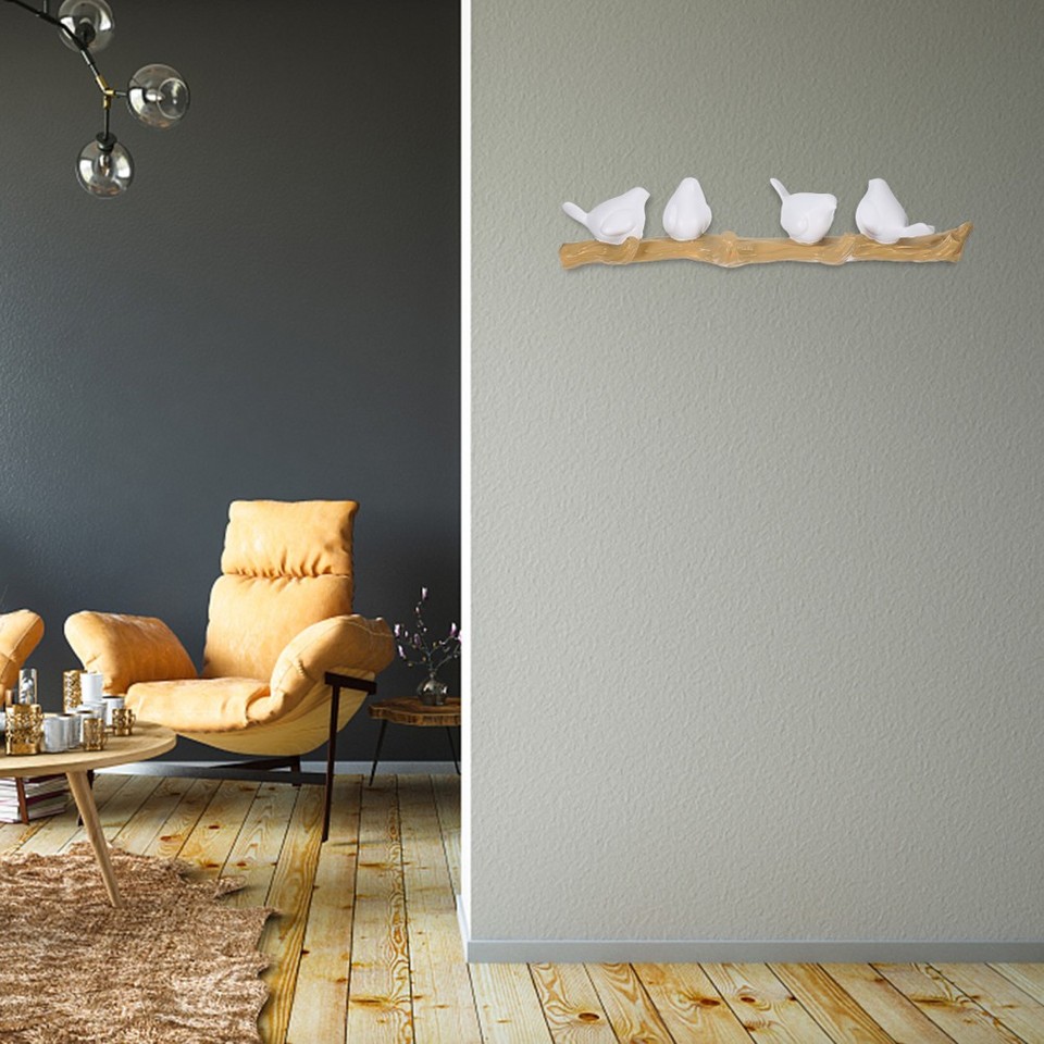 Wall Hanging Hooks Key Hanger Birds on Branch Coat Rack Branch-type ...