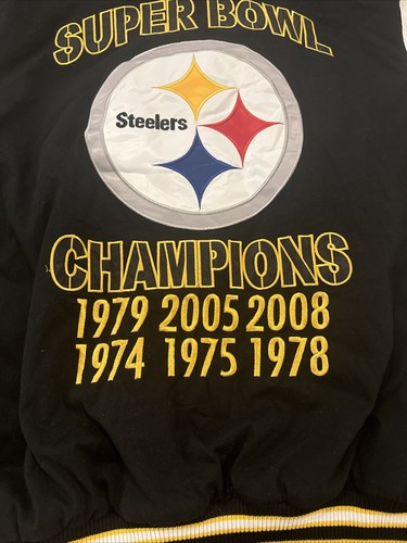 Pittsburgh Steelers Jacket XL Super Champions Patches Black Mens | eBay