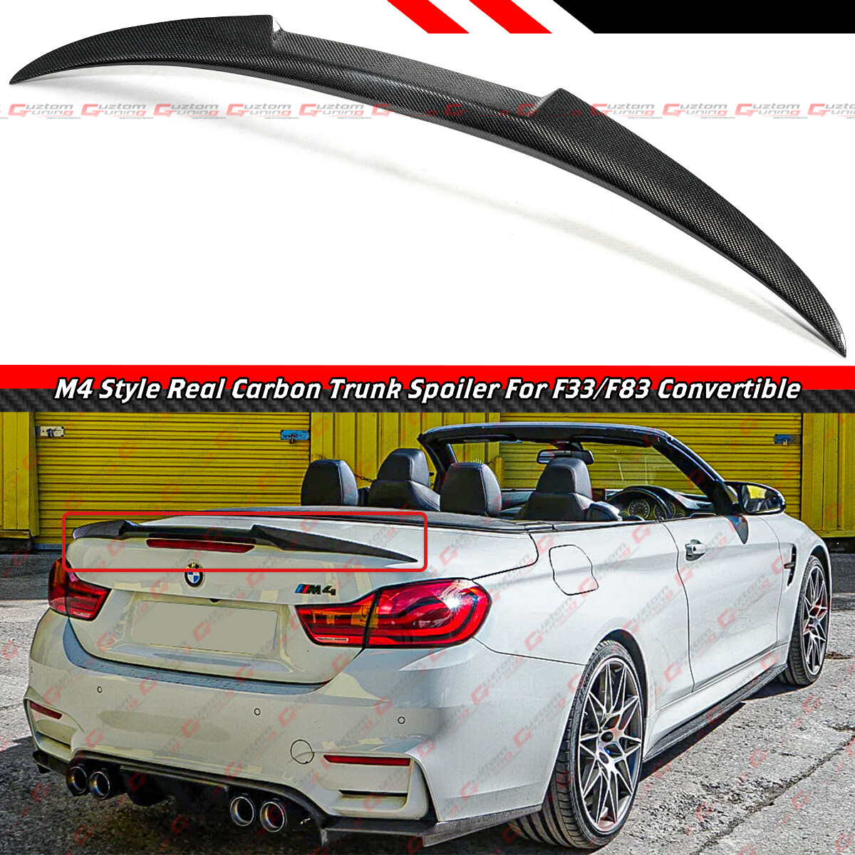 FOR 2014-2020 BMW F33 F83 CONVERTIBLE M4 STYLE CARBON FIBER TRUNK ...