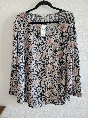 Loft Plus Women’s Long Sleeve Paisley & Floral Blouse Top Size 16 Plus ...
