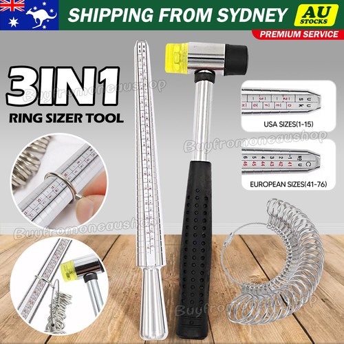 Silver Ring Sizer Size Gauge Tool Finger Measuring Stick Metal Ring ...